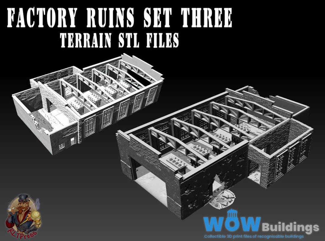 Ruined Factory Set 3 Terrain STL for 3d Printing, Digital Download ...