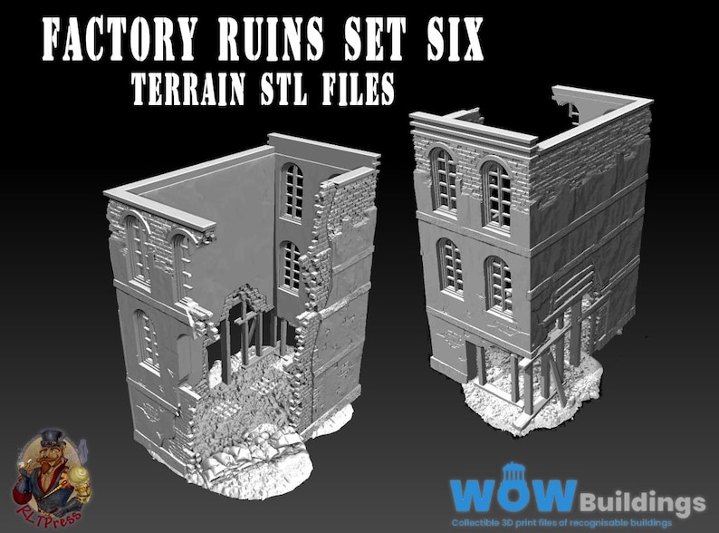 Ruined Factory Terrain Set: STL Files for Wargames (digital Download ...