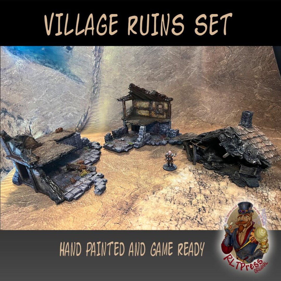 Hand Painted Village Ruins Set: 28mm Dnd Tabletop Terrain - Etsy