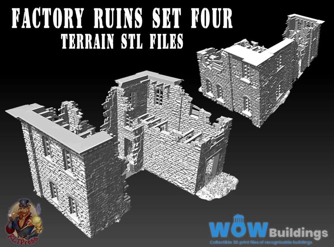 Ruined Factory Set 4 Terrain STL for 3d Printing, Digital Download ...