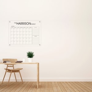 DRY ERASE CALENDAR/ Personalized Clear Acrylic Monthly Wall Custom ...