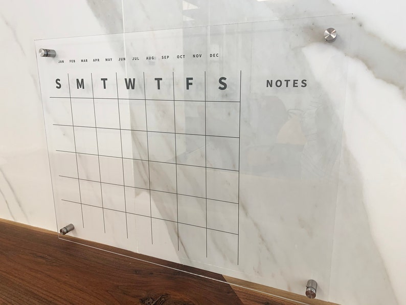 DRY ERASE CALENDAR/ Personalized Clear Acrylic Monthly Wall Custom ...