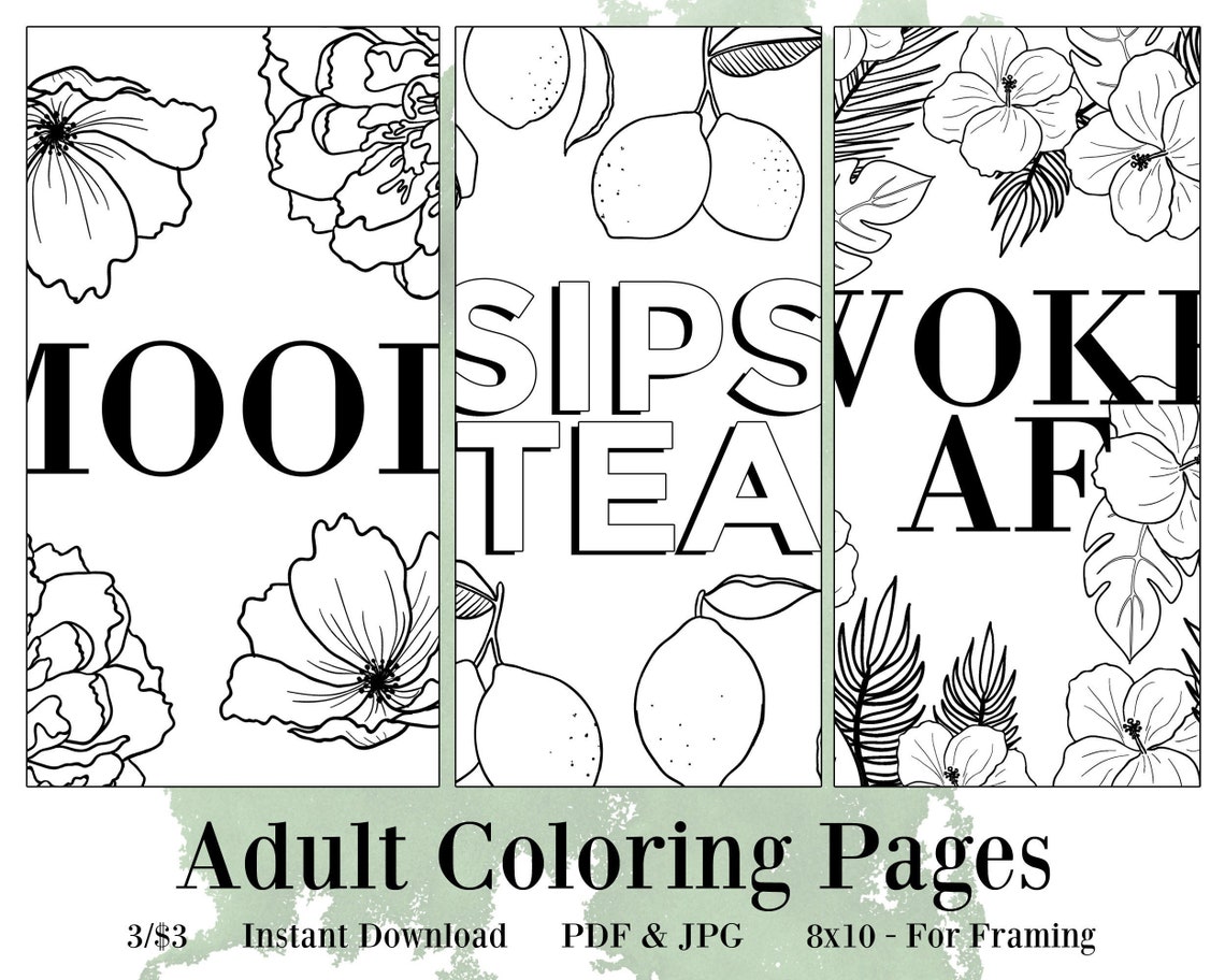 Slang Printable Adult Coloring Pages 2020 - Etsy