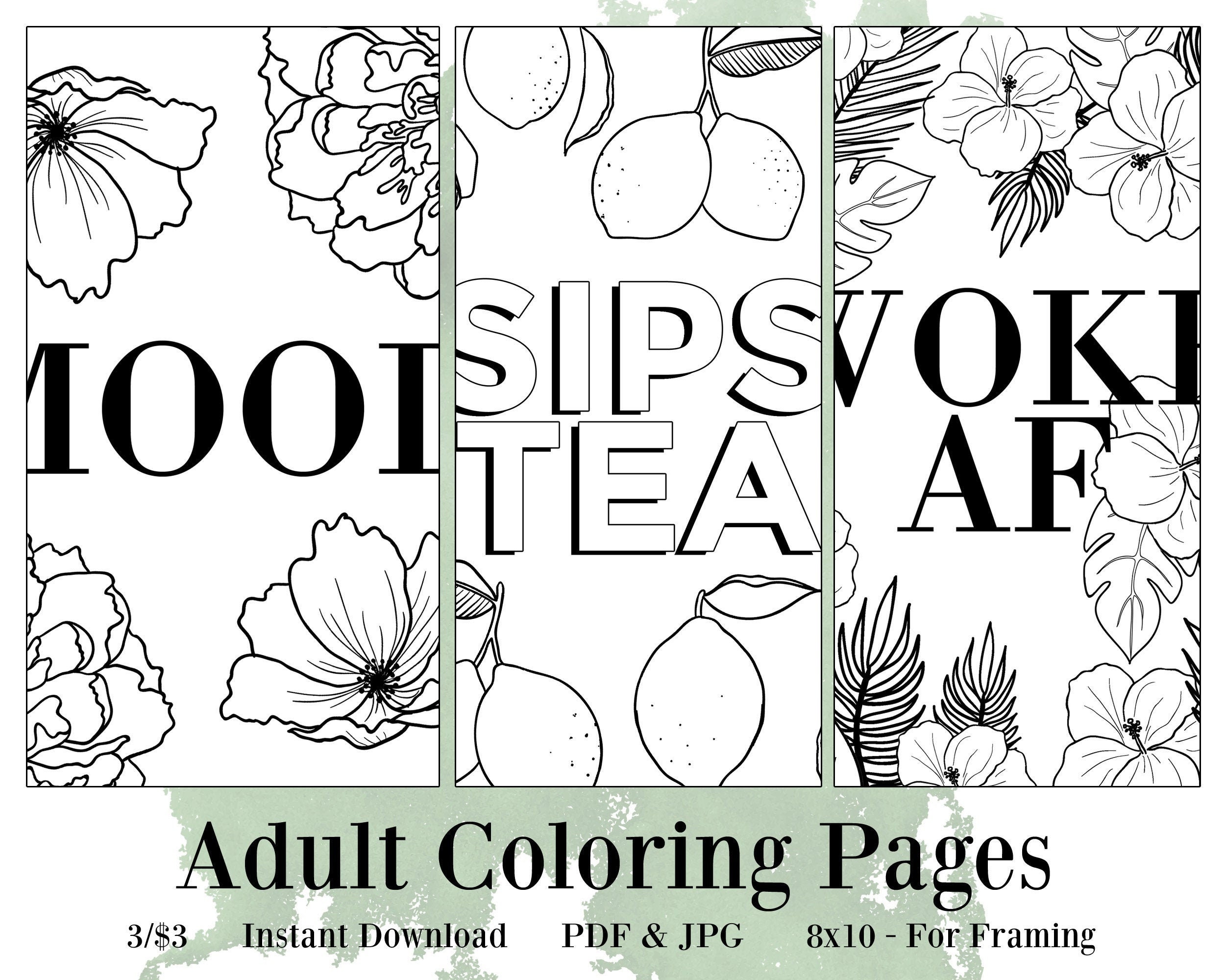 Slang Printable Adult Coloring Pages 2020 - Etsy