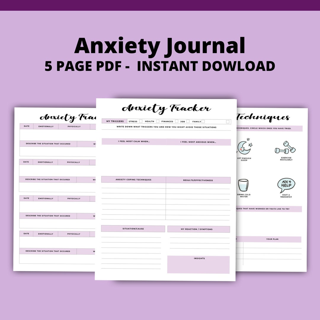 Self-care Journal for Tracking Anxiety Symptoms and Triggers - Anxiety ...
