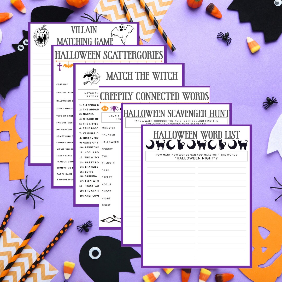 Halloween Party Games Bundle - 11 Scary Games Set - Scattergories ...