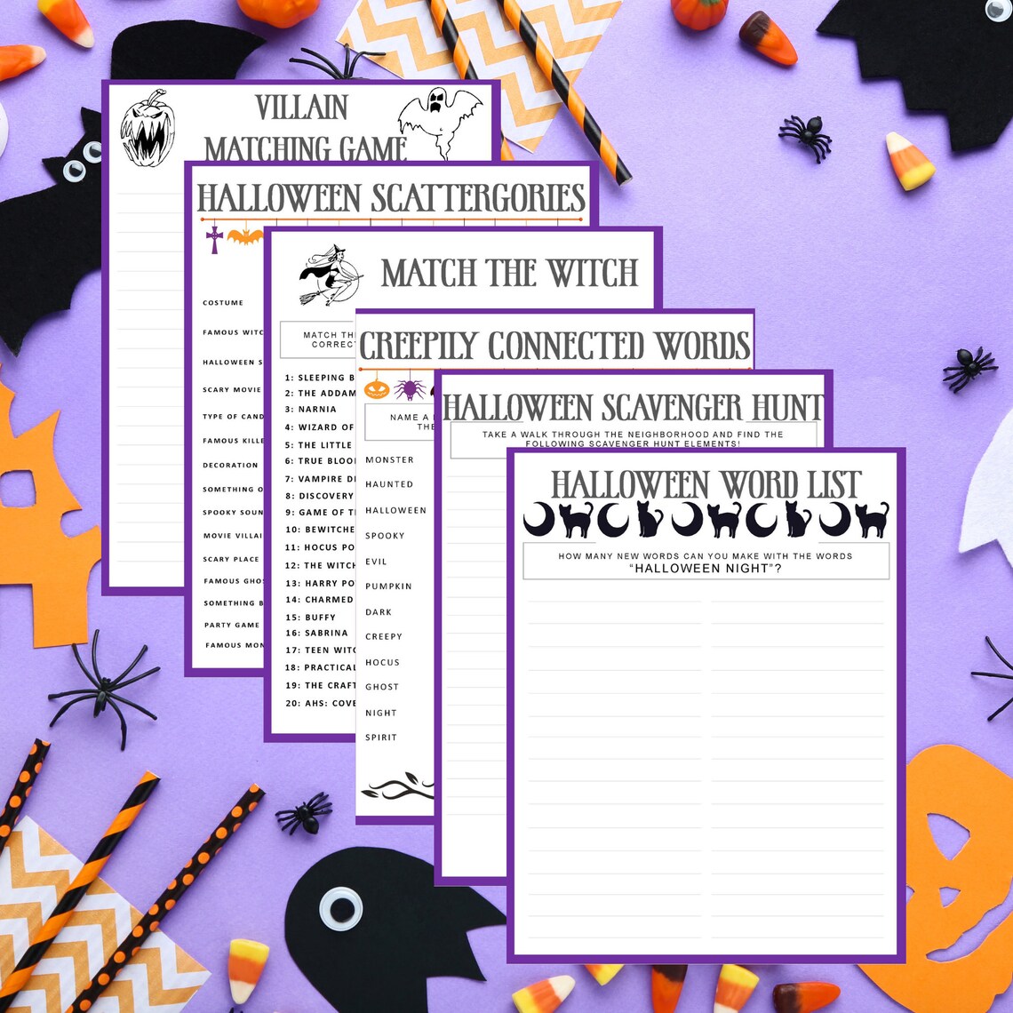 Halloween Party Games Bundle - 11 Scary Games Set - Scattergories ...