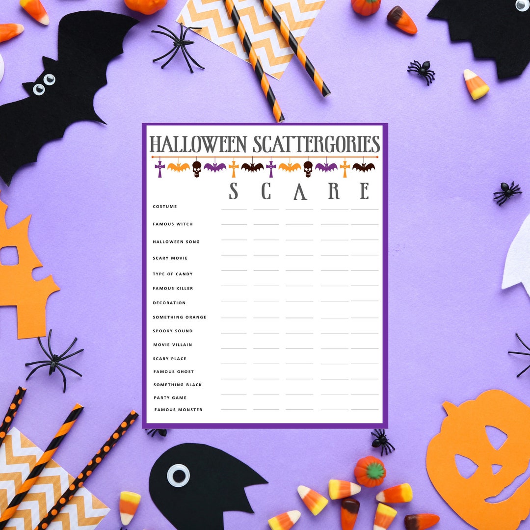 Halloween Scattergories Party Game Printable PDF Printable - Etsy