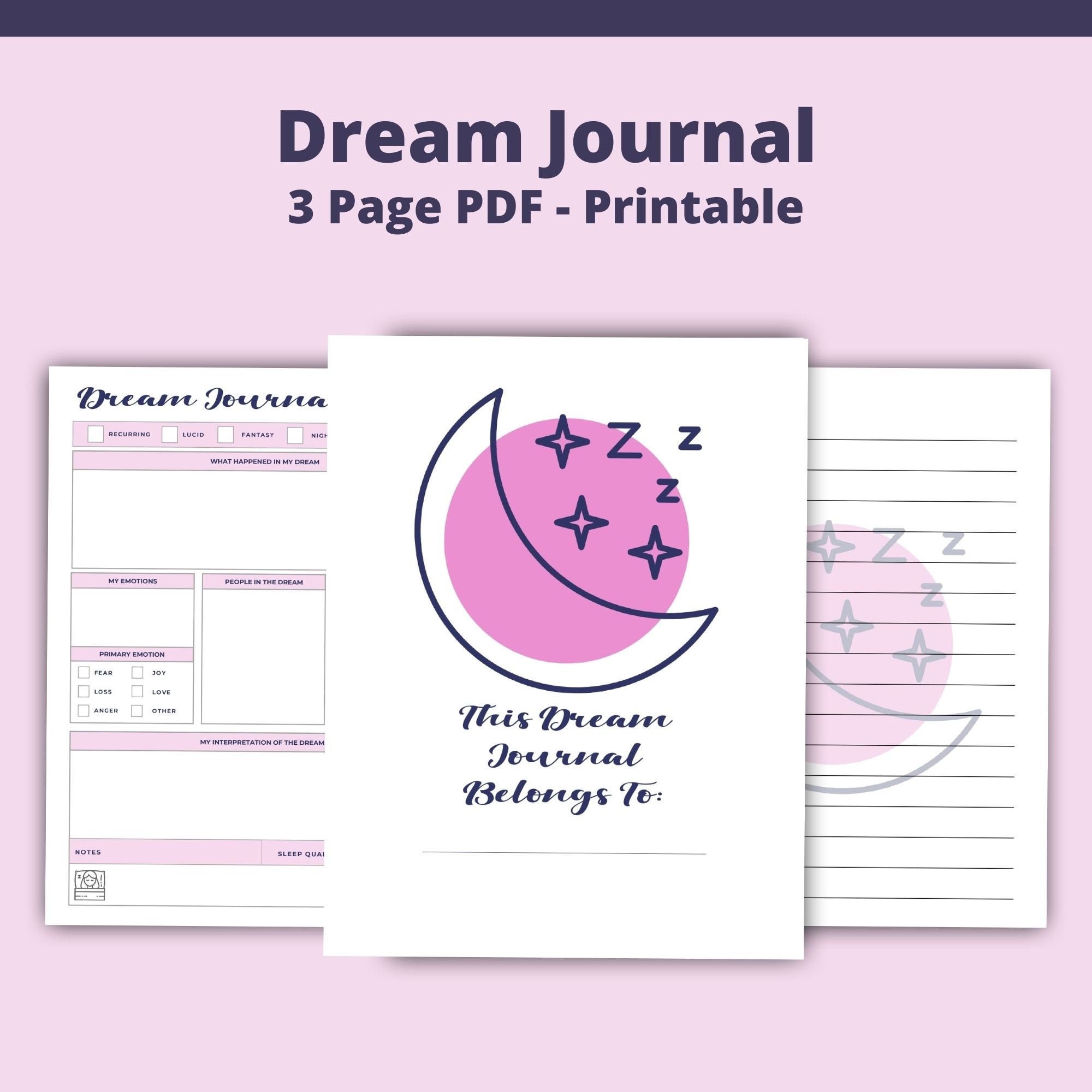 Bedside Sleep Journal With Dream Analysis Dream Journal Pages Dream ...