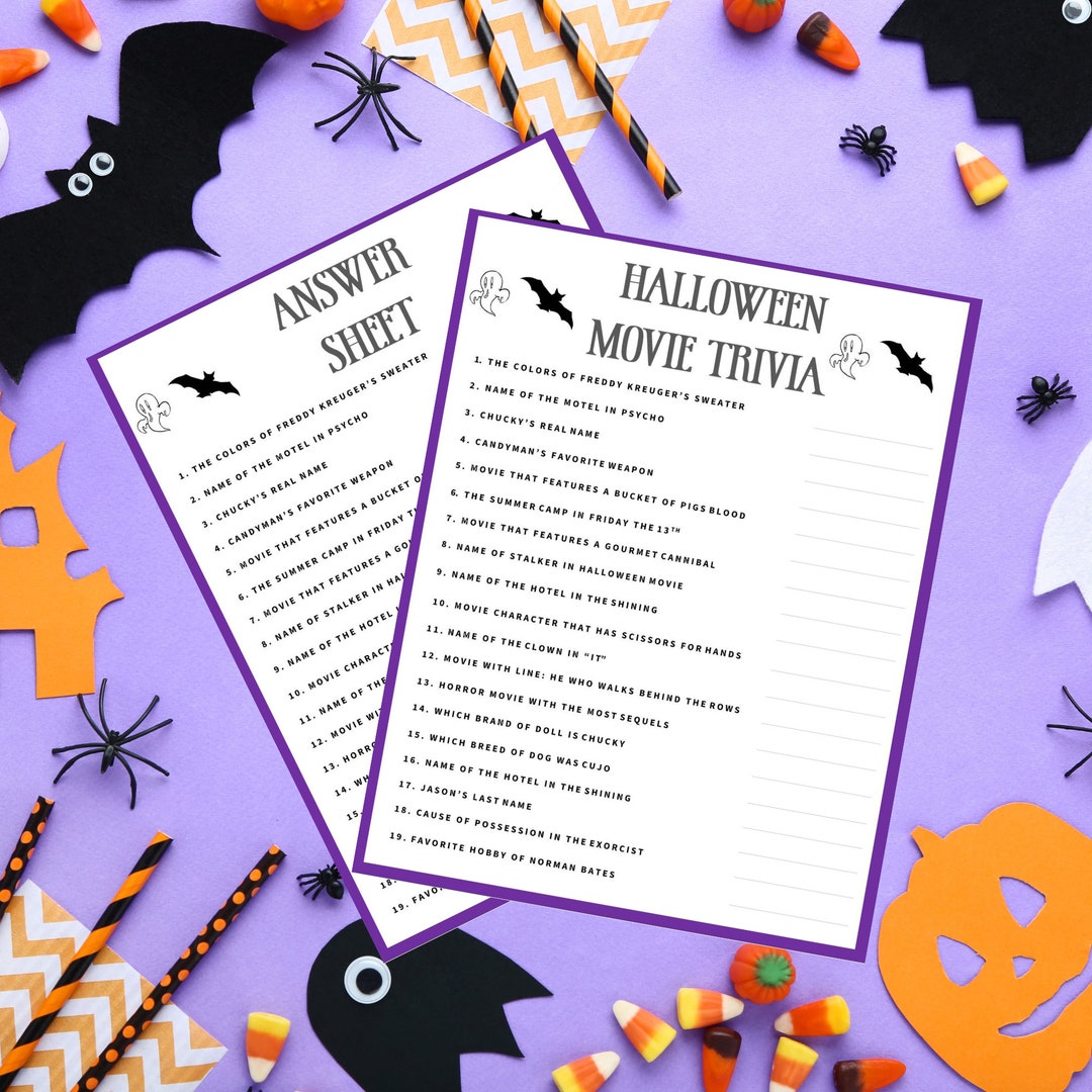 Halloween Movie Trivia Party Game Printable - PDF Printable With ...