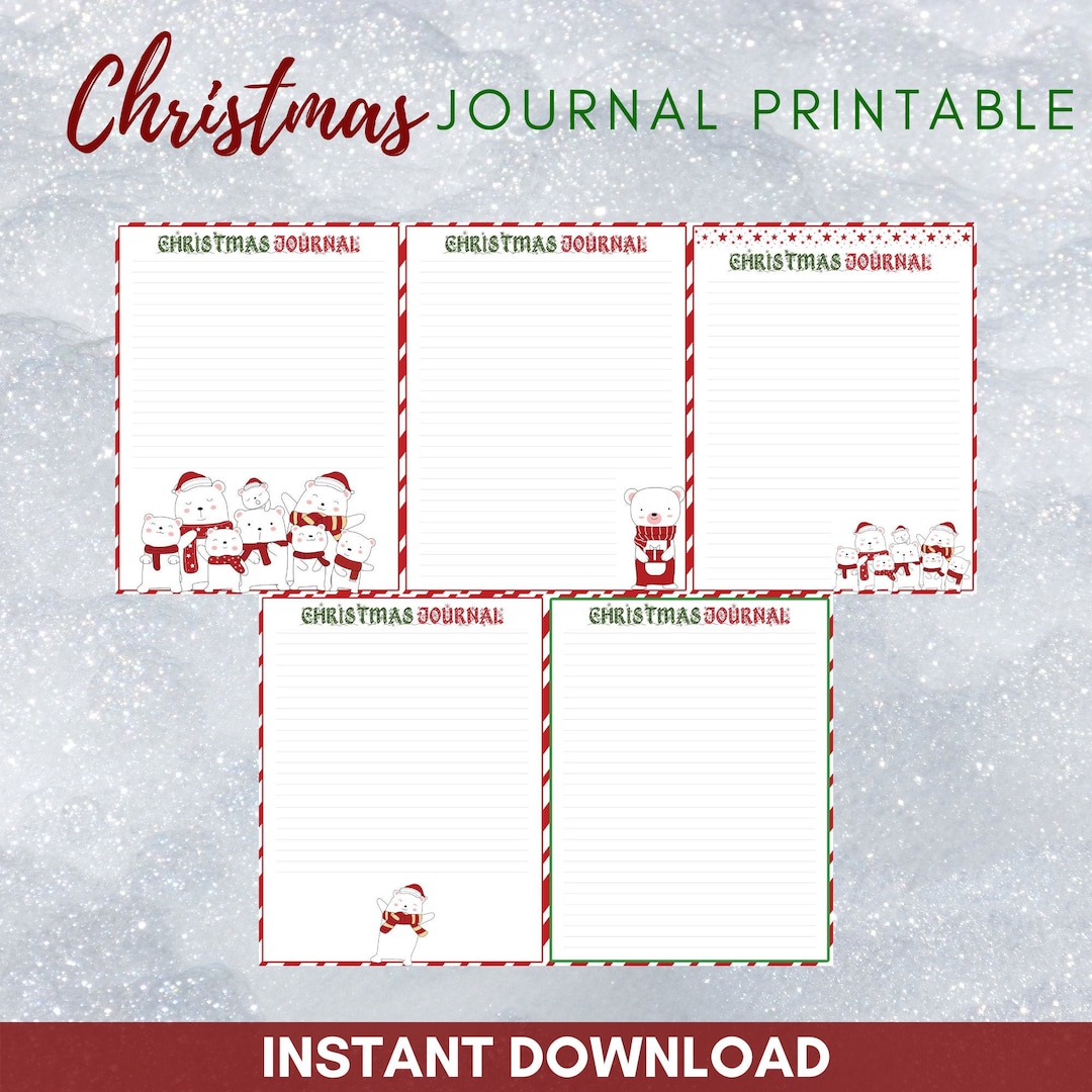 Christmas Journal Printable Pages - Holiday Diary Template - INSTANT ...