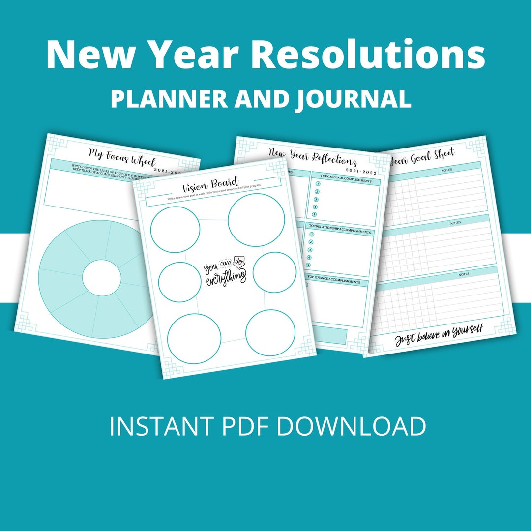 New Years Resolution Planner Printable - New Year's Journal - New Years ...