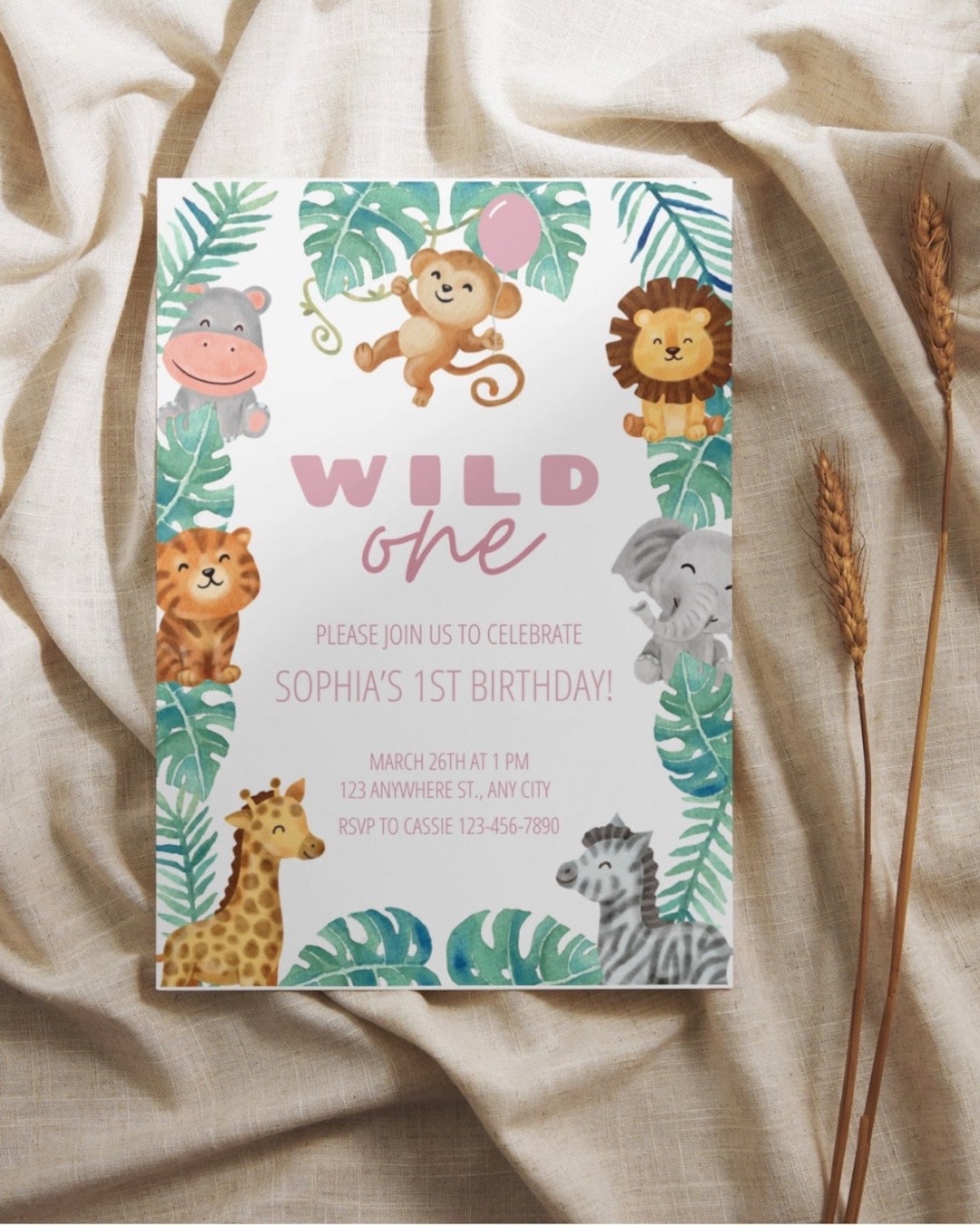 Girl Wild One Birthday Invitation - Etsy