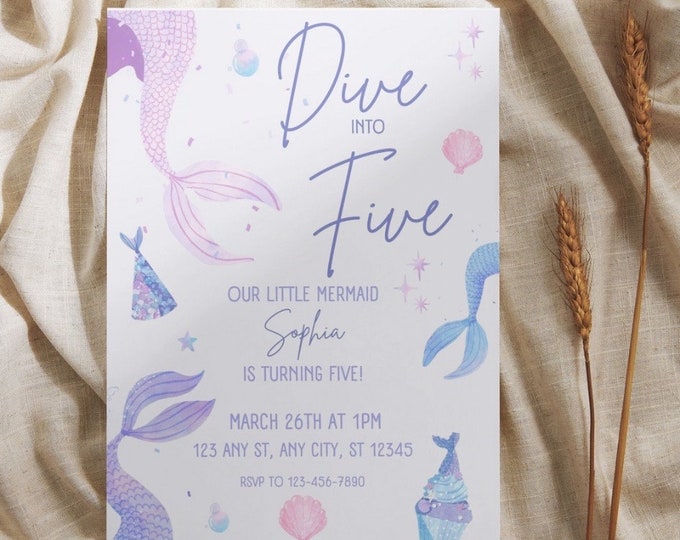 Dive Into Five Birthday Invitation - Etsy