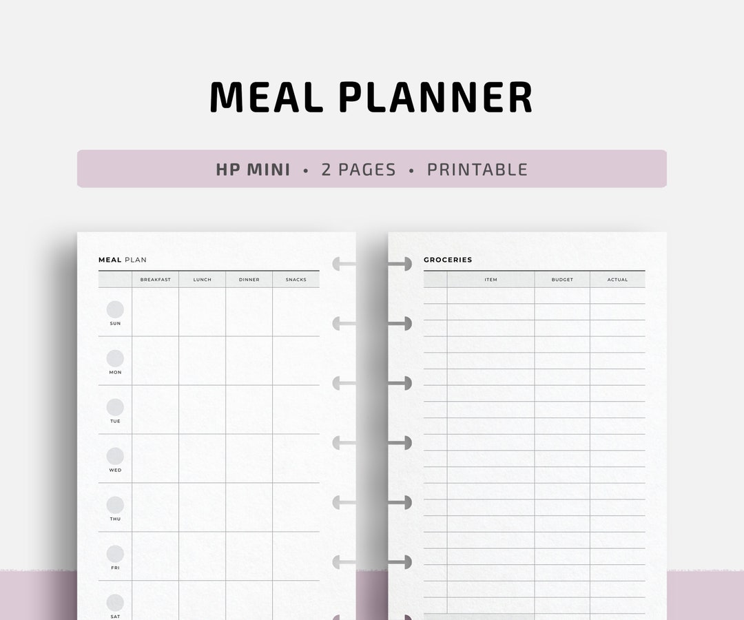 Weekly Meal Planner & Grocery List for Happy Planner Mini HP Mini ...