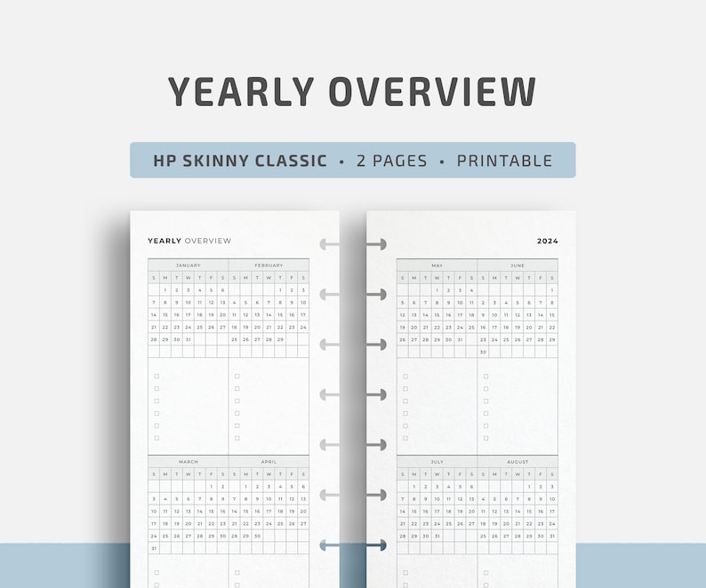 Happy Planner Skinny Classic, Yearly Overview Planner Insert, 2024 ...