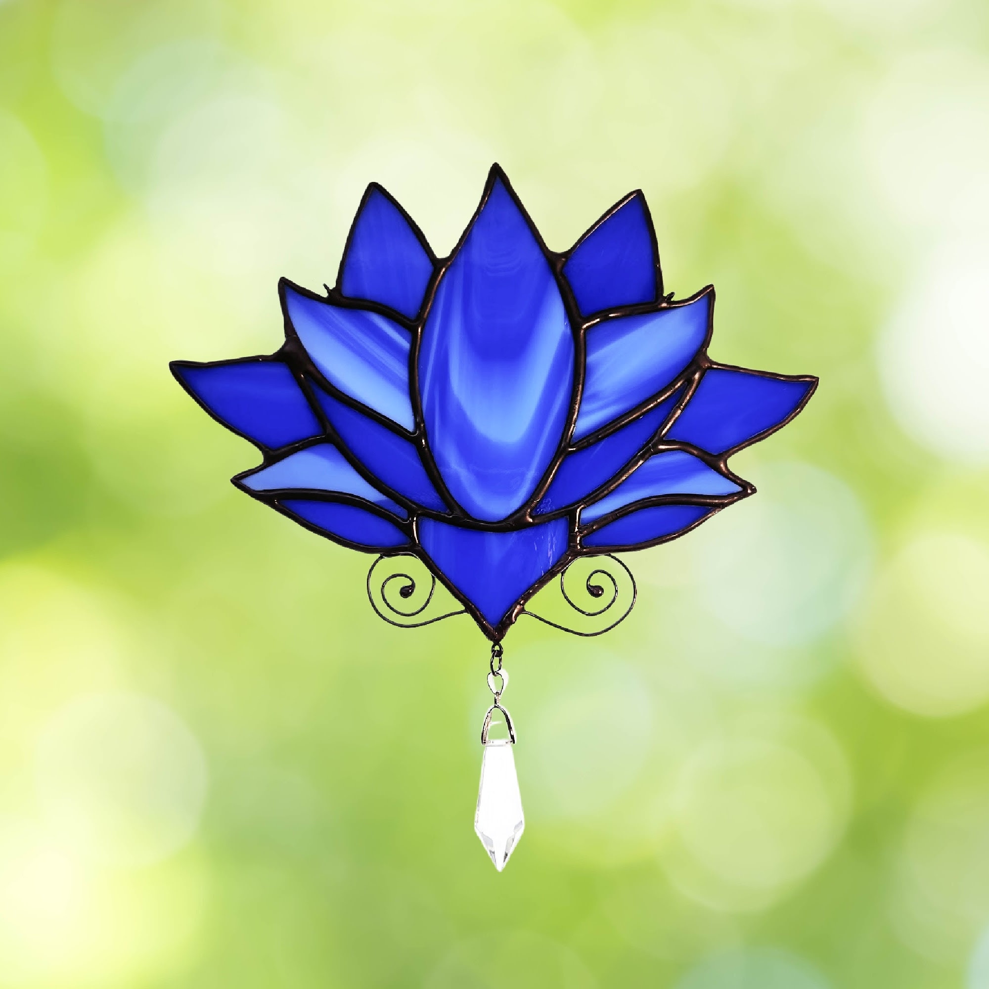 Lotus Flower Stained Glass Window Hanging, Boho Home Decor, Flower ...