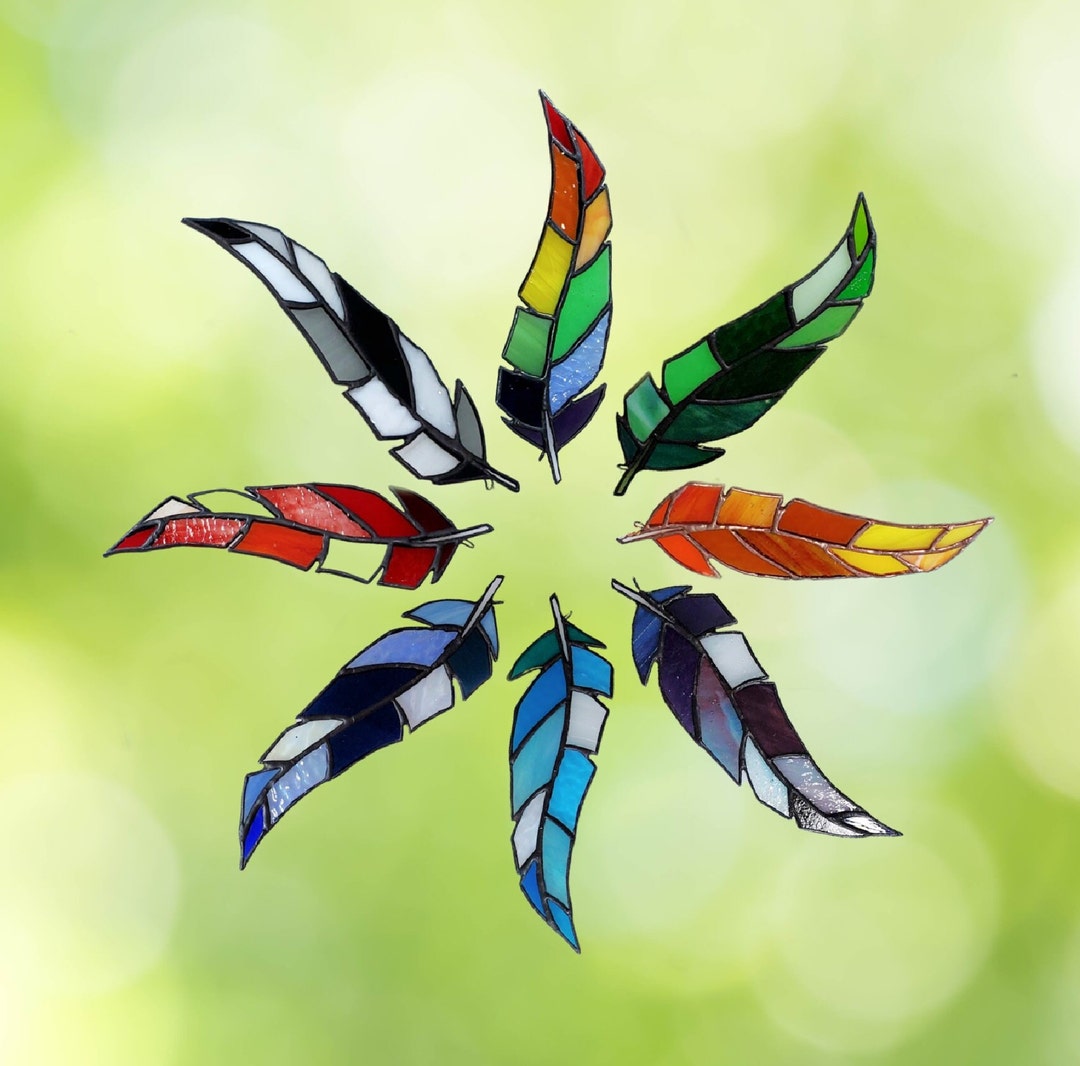 Stained Glass Feather Suncatcher Window Hanging - US Customer Only - Etsy
