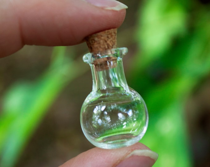 Pixie Dust Bottle 3 or 6 Pk Tiny Round Shape Clear Glass Potion Jar W ...