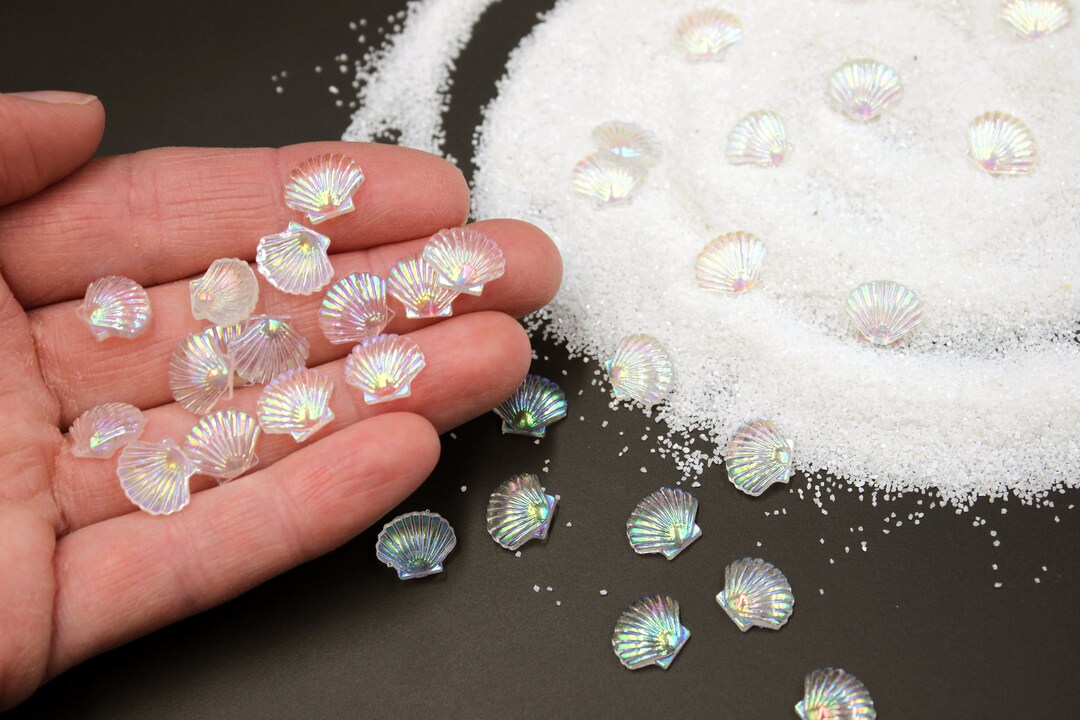 Seashells 40 Pcs Clear Polyresin Shimmer Shells for Zen - Etsy