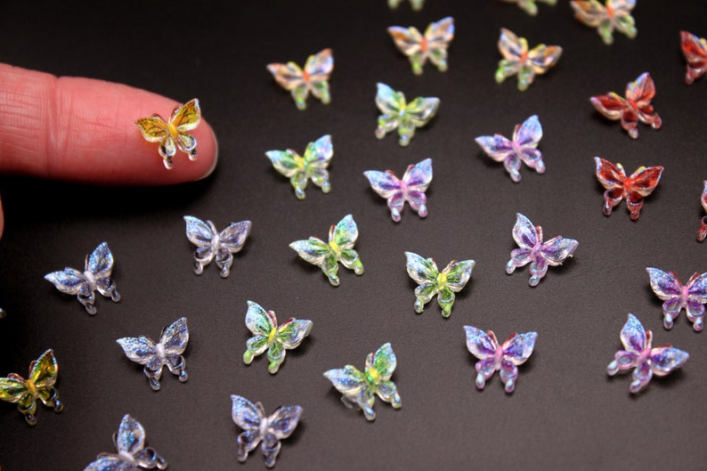 Mini Butterfly 24pk Colorful Resin Embellishments for Nail Art ...