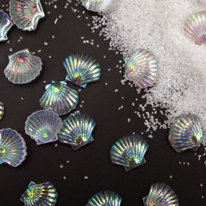 Seashells 40 Pcs Clear Polyresin Shimmer Sea Shell for Zen Garden ...