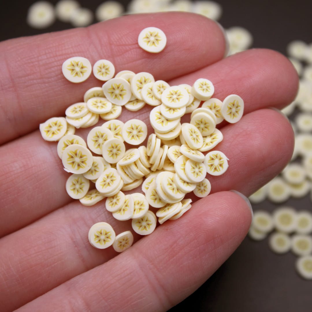 Banana Slices 200 Pcs Miniature Polymer Clay Bananas Sliced Fruit for ...