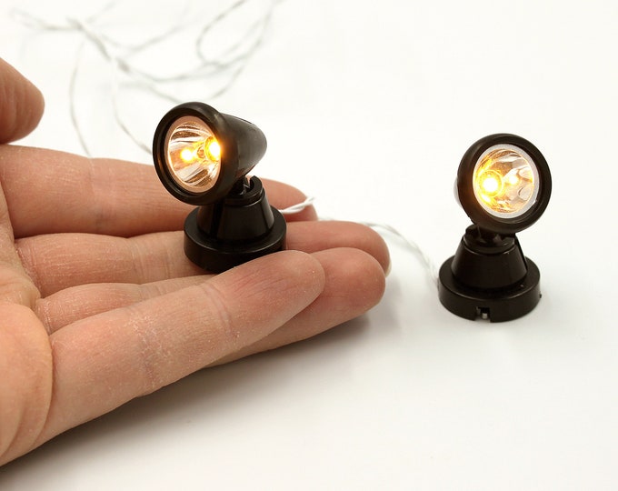 Spotlights Set of 2 Micro Miniature Battery Powered Indoor Adjustable ...