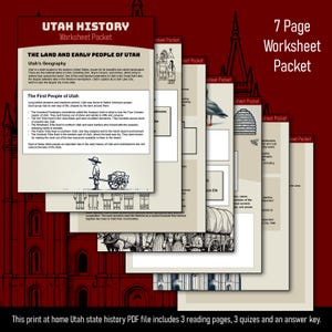Utah State History PDF Instant Download Worksheet Packet for 4th, 5th ...