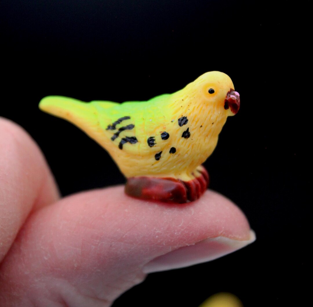 Parrot 1:12 Scale Miniature Yellow and Green Tropical Parakeet Domestic ...