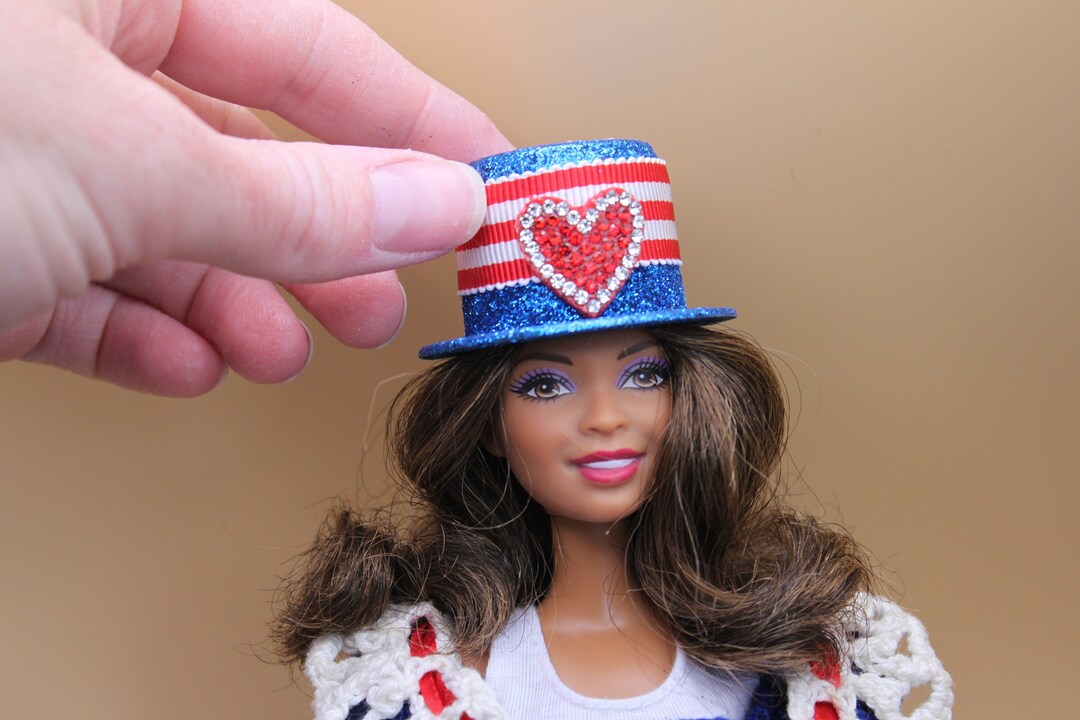 Uncle Sam Hat for 1:6 Scale Miniature Doll, Small Plush or Independence ...