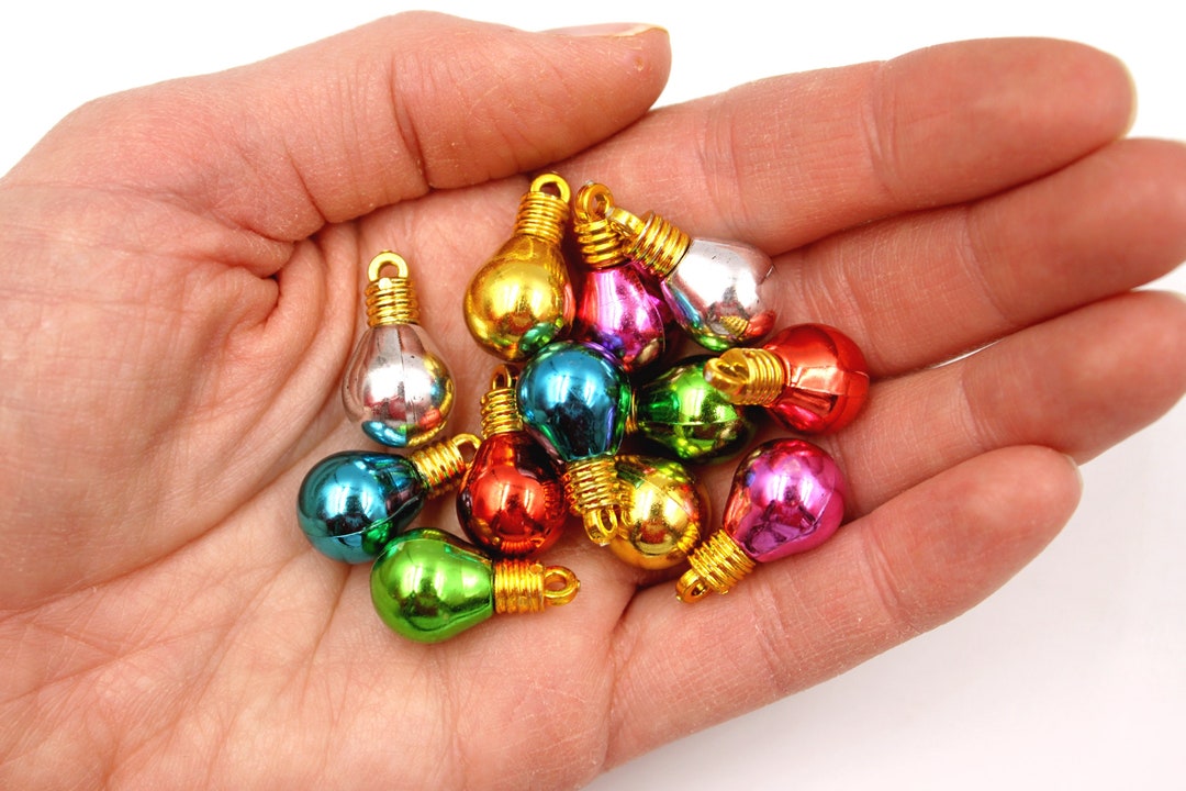Mini Bulb Beads 24pk 1" Christmas Multi Color DIY Pendants, Earrings or ...