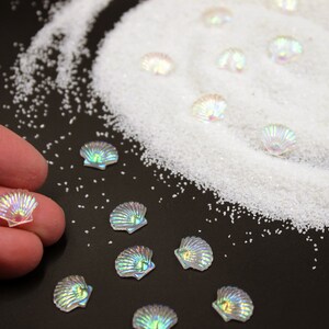 Seashells 40 Pcs Clear Polyresin Shimmer Sea Shell for Zen Garden ...