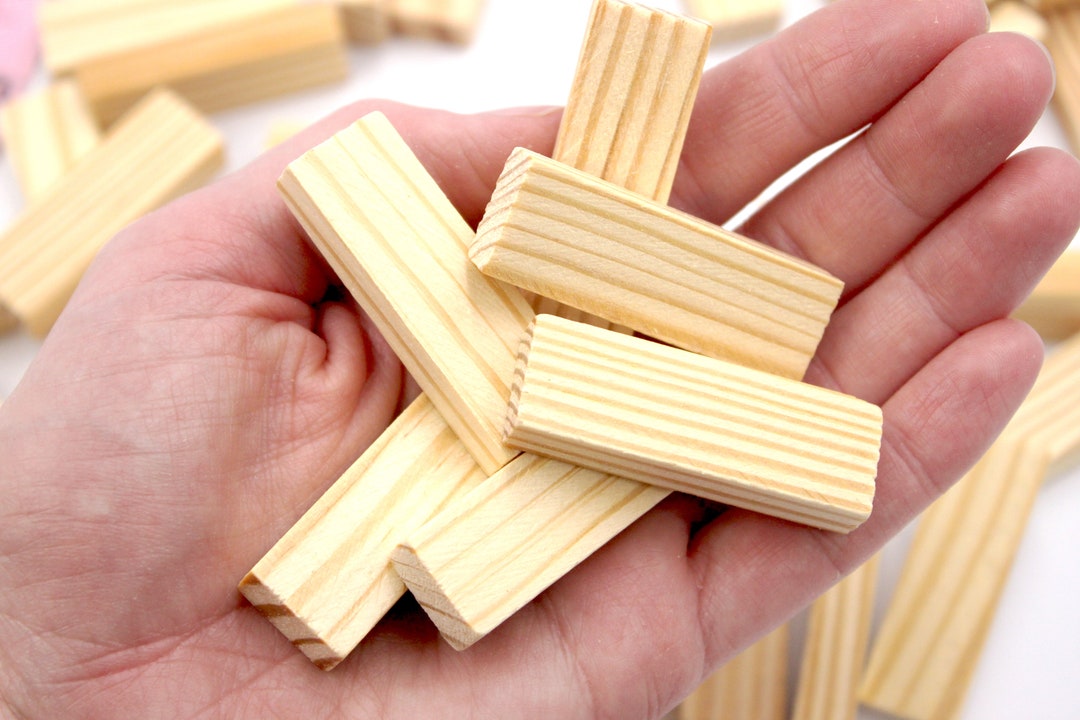 Wood Blocks 50 or 100 Pk Miniature Square or Rectangle Mini Wooden ...