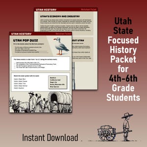Utah State History PDF Instant Download Worksheet Packet for 4th, 5th ...