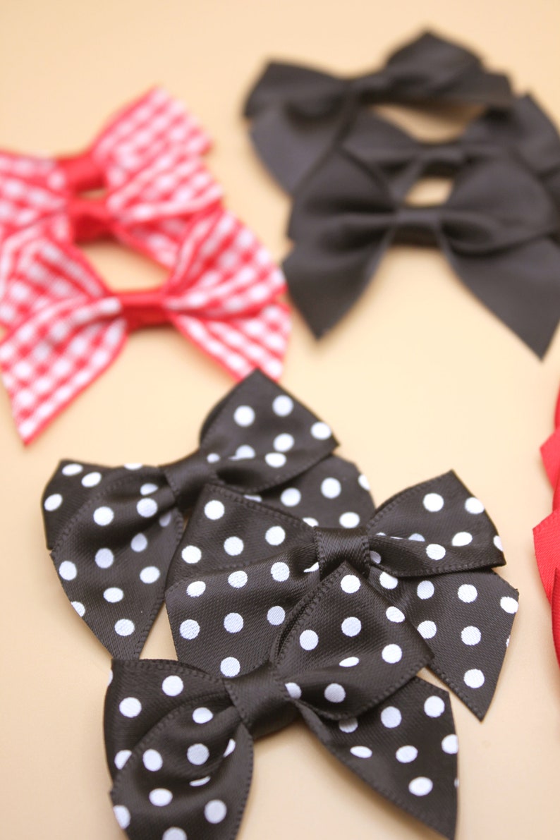 Miniature Bows: 50pk Polka Dot, Buffalo Check for Doll, Plushie Bow Tie ...
