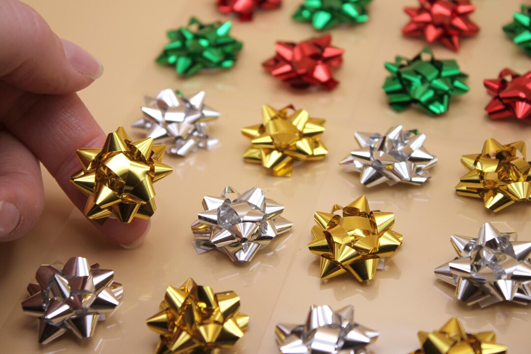 Mini Gift Bows 12pk Christmas Colors W/adhesive for Paper Crafts ...