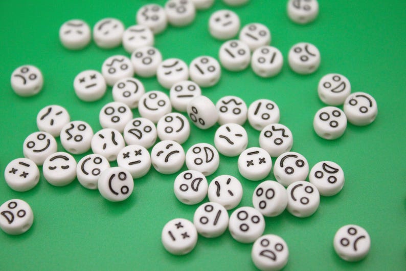 Emoji Beads 100pk for Figure Happy Sad Silly Faces for Jewelry Making ...