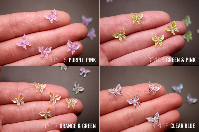 Mini Butterfly 24pk Colorful Resin Embellishments for Nail Art ...