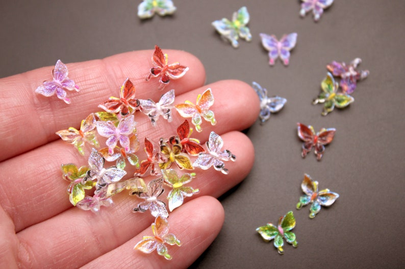 Mini Butterfly 24pk Colorful Resin Embellishments for Nail Art ...