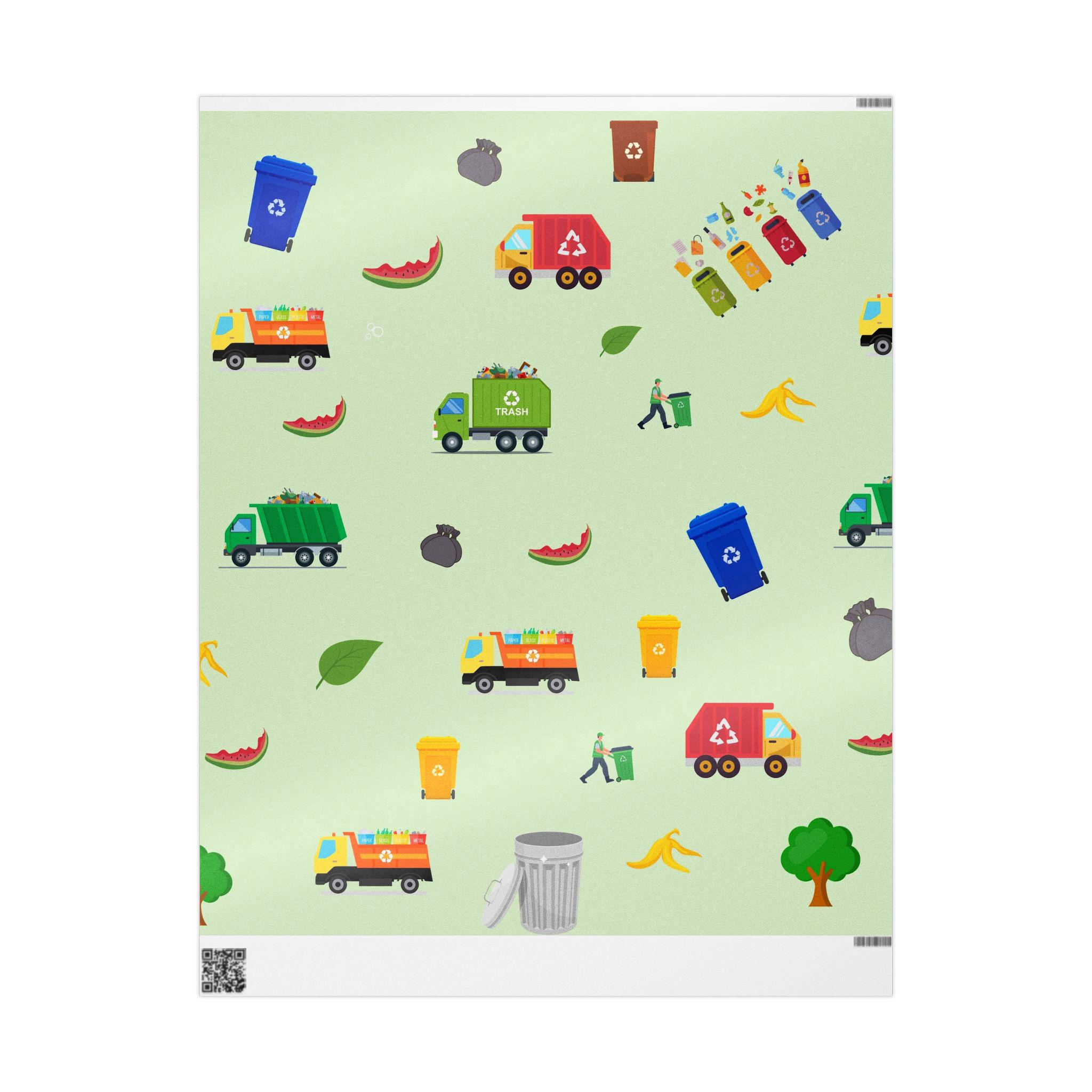 Garbage Truck Wrapping Paper Fun and Unique Gift Wrap for Truck Lovers ...