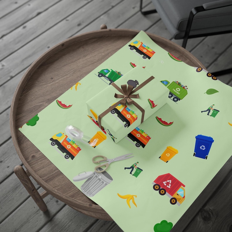 Garbage Truck Wrapping Paper Fun and Unique Gift Wrap for Truck Lovers ...