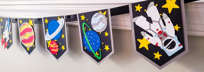Space Birthday Banner - Astronaut Birthday Banner - Planet Birthday ...