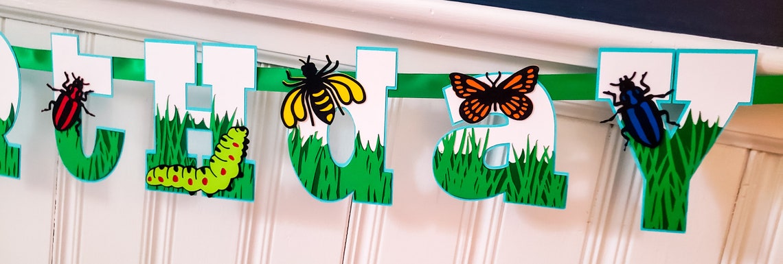 Bug Birthday Banner Bug Birthday Garland Nature Birthday | Etsy