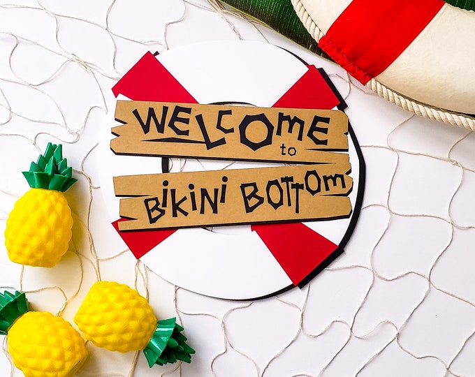 Bikini Bottom Sign, Life Preserver, Spongebob Decor, Party Decorations ...
