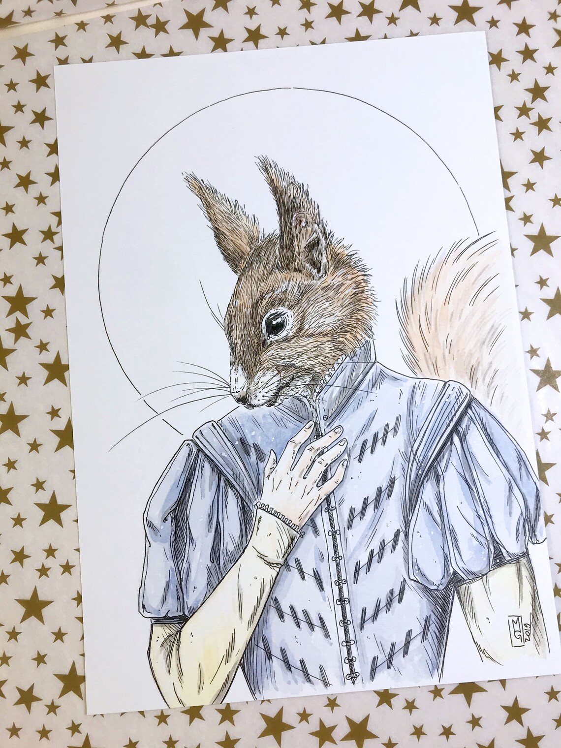 Squirrel Wearing a Doublet Drawing | Etsy
