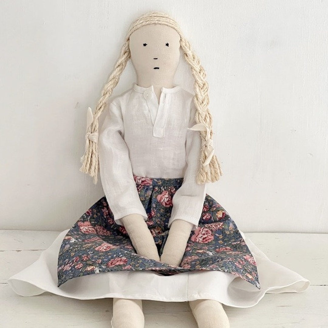 Handmade UPCYCLED Antique French LINEN Rag DOLL Bertille Les Toiles ...