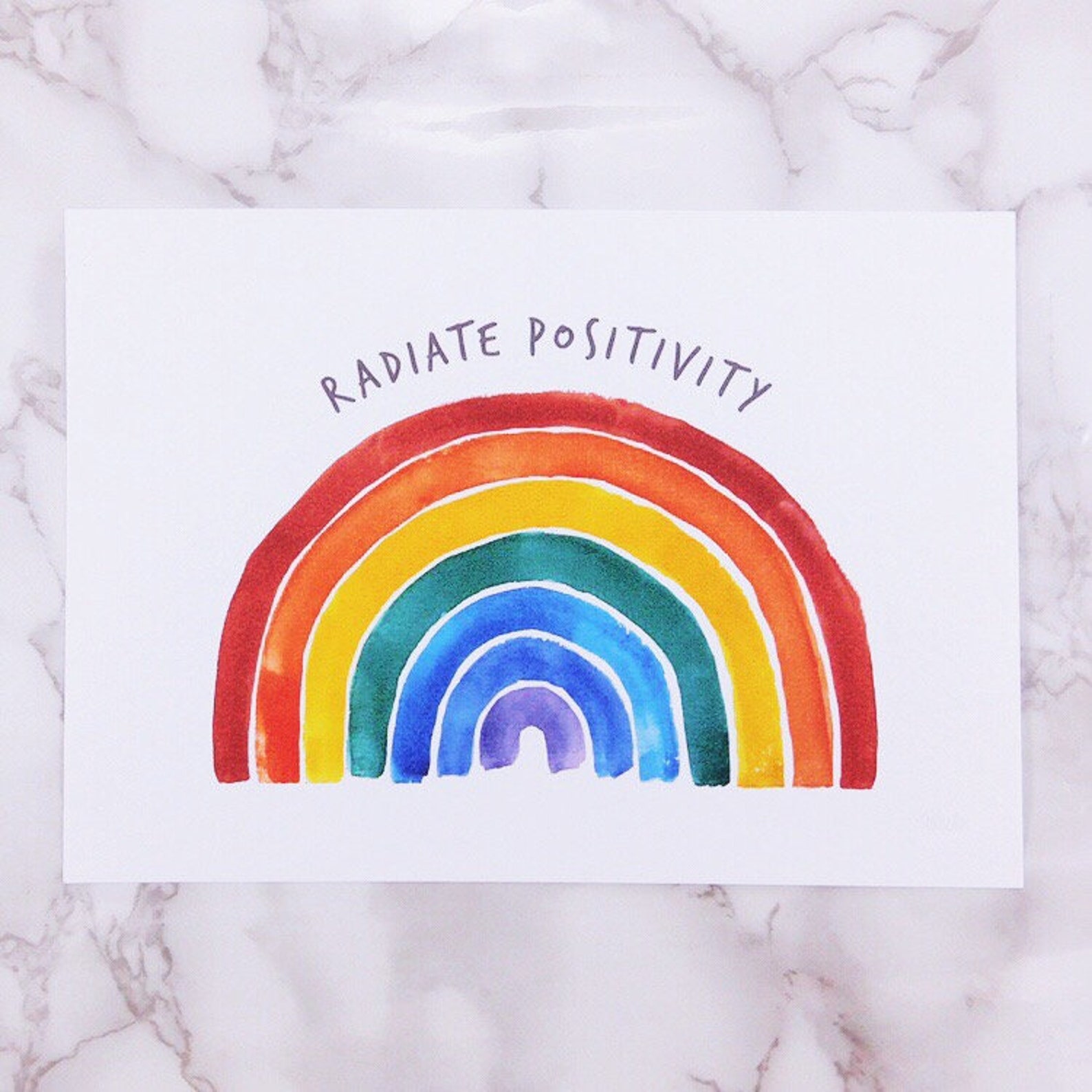 Radiate Positivity Rainbow Watercolour Rainbow Print Artwork - Etsy UK