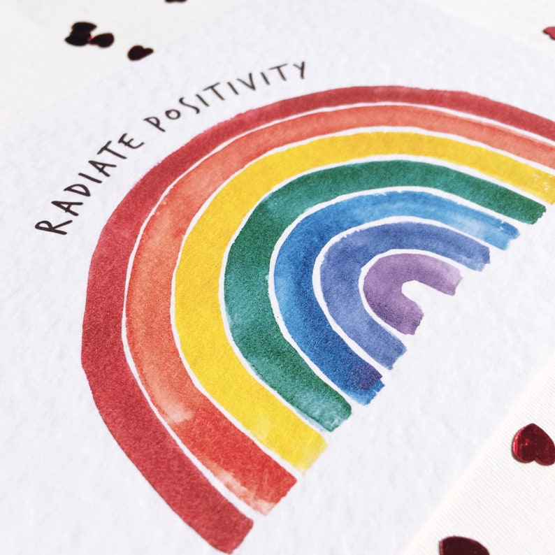 Radiate Positivity Rainbow Watercolour Rainbow Print Artwork | Etsy