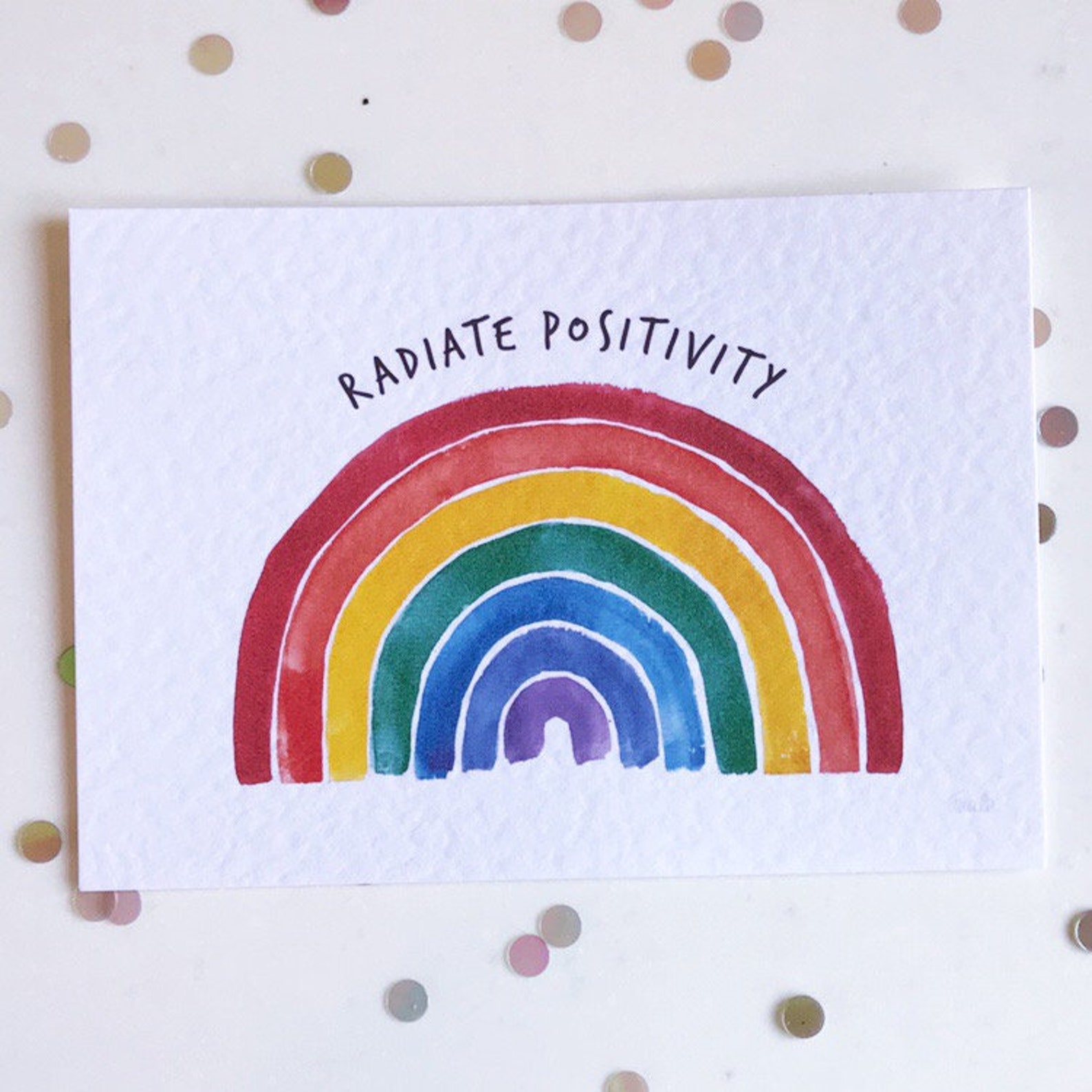 Radiate Positivity Rainbow Watercolour Rainbow Print Artwork - Etsy UK